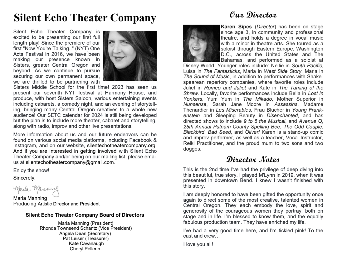 Steel Magnolias Program – Silent Echo Theater Company